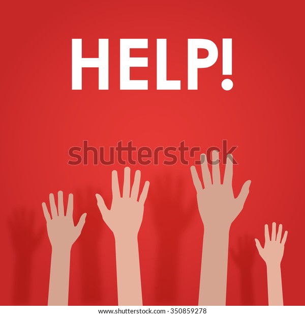 Raised Hands Asking Help Vector Illustration Stock Vector (Royalty Free ...