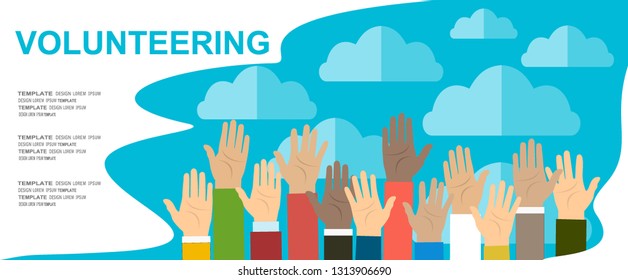 Raised Hands Volunteering Vector Concept Stock Vector (Royalty Free ...