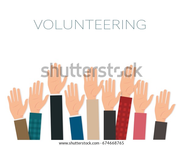 Raised Hands Volunteering Vector Concept Stock Vector (Royalty Free ...