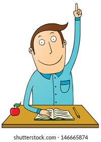 Raising Hand Student Stock Vector (Royalty Free) 146665874 | Shutterstock