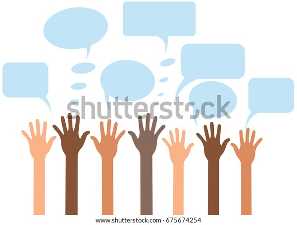 Raising Hands Asking Question Stock Vector (Royalty Free) 675674254 ...