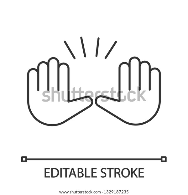 Raising Hands Gesture Linear Icon Thin Stock Vector (Royalty Free ...