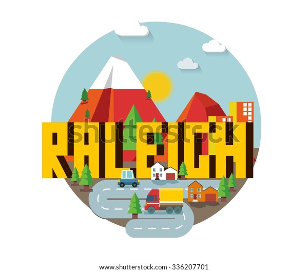 Raleigh Destination Brand Logo Vector Cartoon Stock Vector (Royalty ...