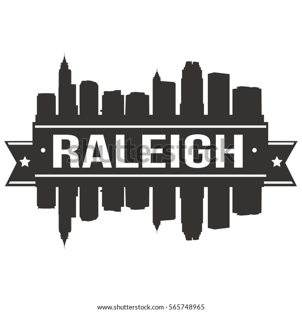 Raleigh Skyline Stamp Silhouette Reflection Landscape Stock Vector ...