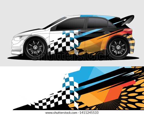Rally Car Decal Graphic Wrap Vector Stock Vector (Royalty Free) 1411245533