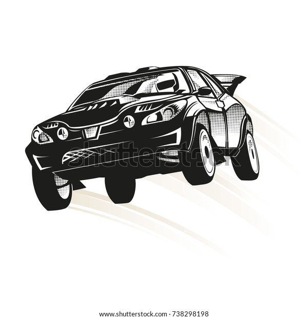 Rally Car Jump Stock Vector (Royalty Free) 738298198
