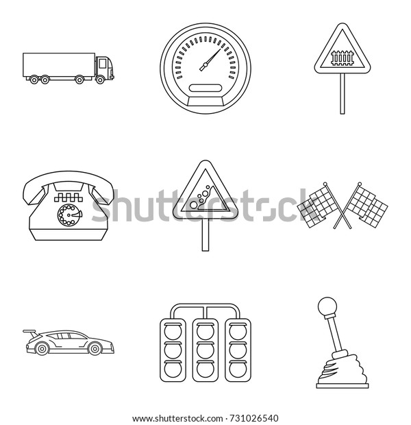 Rally Icons Set Outline Set 9 Stock Vector (Royalty Free) 731026540 ...