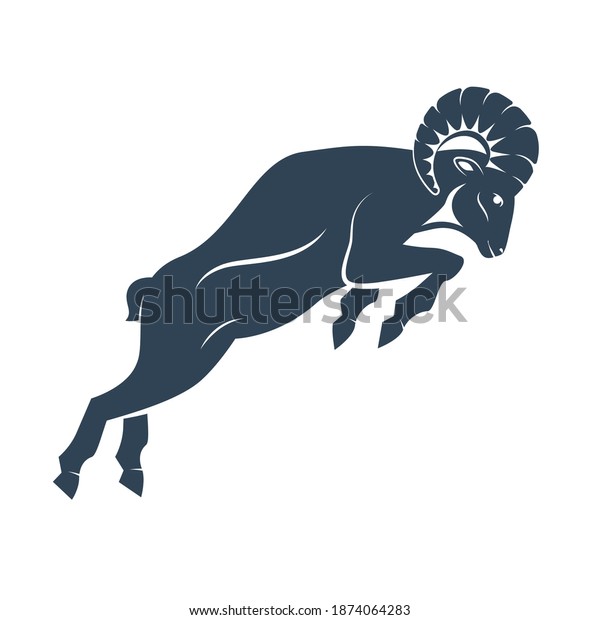 Ram Fighting Stance Large Horn Jump Stock Vector (Royalty Free ...