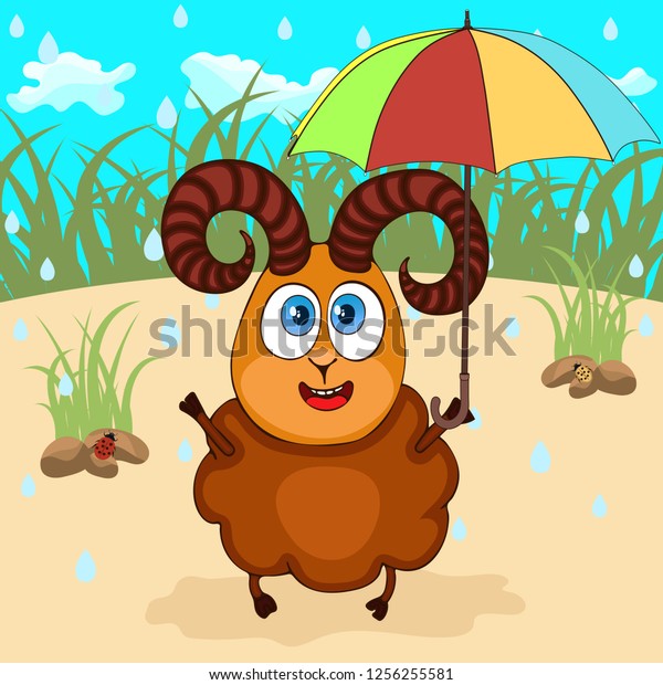 Ram Hand Drawing Cartoon Character Vector Stock Vector (Royalty Free ...