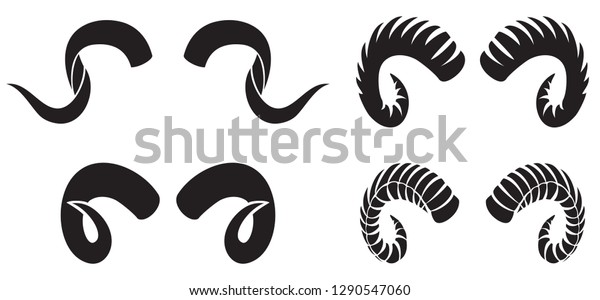 Ram Horns Vector Icons Set Stock Vector (Royalty Free) 1290547060