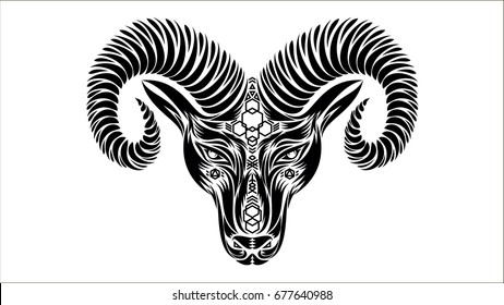 Ram Line Shape Art Black White Stock Vector (Royalty Free) 677640988 ...