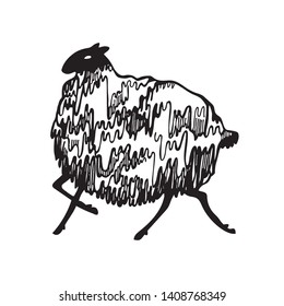 Ram Running Black Sheep Doodle Style: vector de stock (libre de ...
