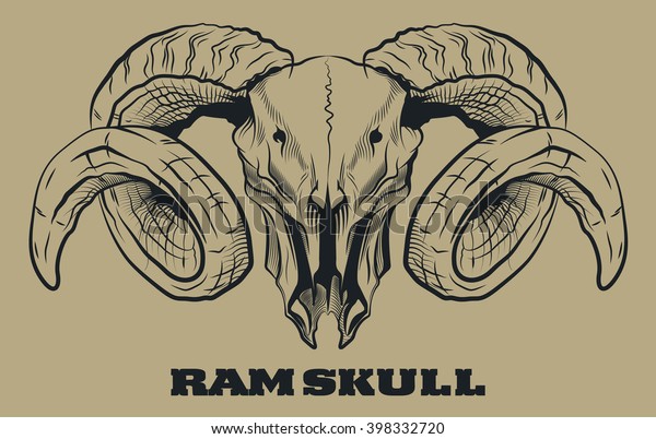 Ram Skull Engraving Style Stock Vector (Royalty Free) 398332720