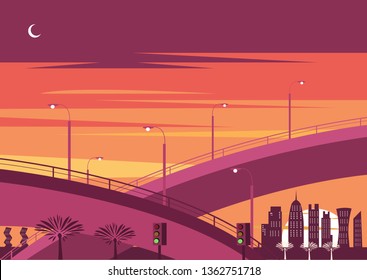 Ramadan Crescent Moon Over Doha Qatar Stock Vector (Royalty Free ...