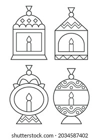 Ramadan Lanterns Coloring Page Vector Illustration Stock Vector ...