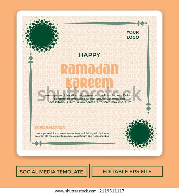 Ramadan Theme Social Media Post Template Stock Vector (Royalty Free ...