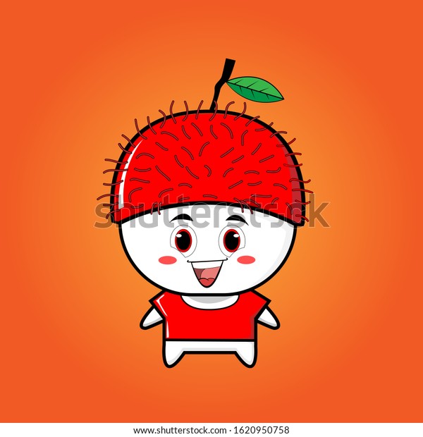 Rambutan Cute Sticker Characters Vector Illustration Stock Vector ...