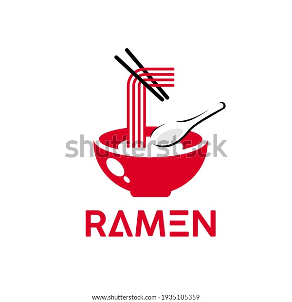 Ramen Logo Simple Red Noodles Vector Stock Vector (Royalty Free ...