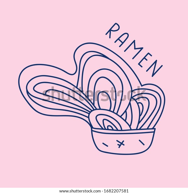 Ramen Vector Hand Drawn Outline Badge Stock Vector (Royalty Free ...