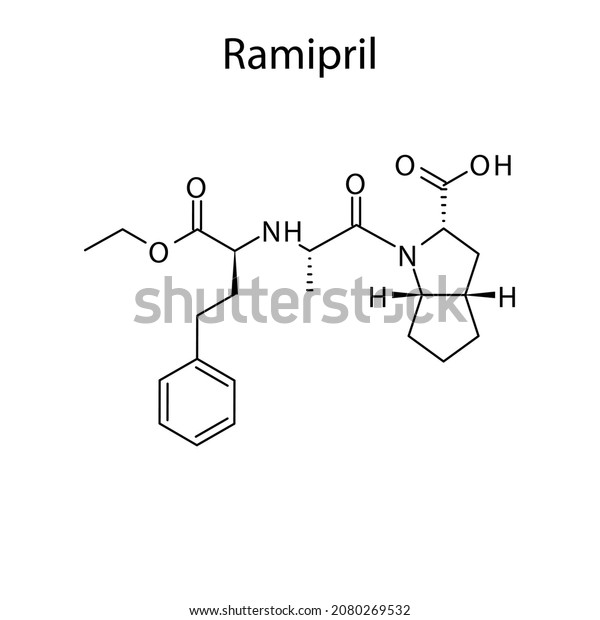 Ramipril Molecular Structure Flat Skeletal Chemical Stock Vector ...