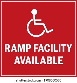 Ramp Facility Available Sign White On Stock Vector (Royalty Free ...