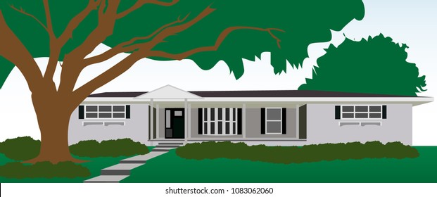 Ranch Style House Stock Vector (Royalty Free) 1083062060 | Shutterstock