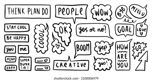 Random Doodle Words Hand Drawn Frame Stock Vector (Royalty Free ...