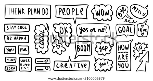 Random Doodle Words Hand Drawn Frame Stock Vector (Royalty Free ...