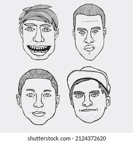 Random Faces Drawing Illustartion Vectors Stock Vector (Royalty Free ...
