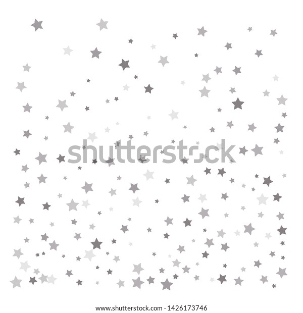 Random Falling Silver Stars On White Stock Vector Royalty Free