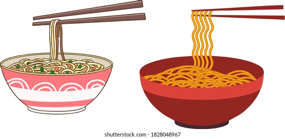 Random Noodles Vector Food Drink Stock Vector (Royalty Free) 1828048967 ...