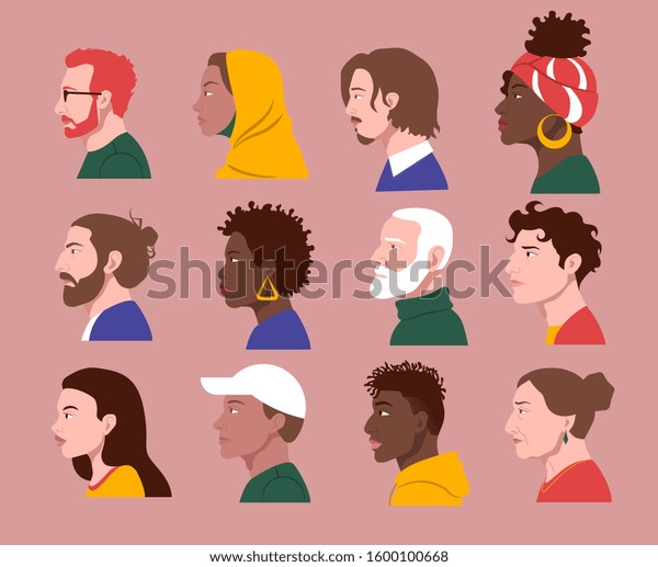 Random People Different Cultures Races Faces Stock Vector (Royalty Free ...