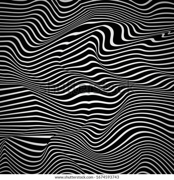 Random Reaction Waves Optical Monochrome Color Stock Vector (Royalty ...