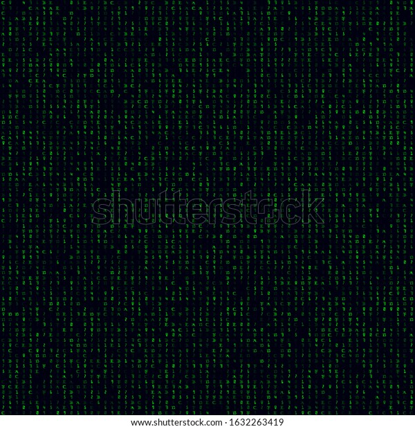 Random Symbols Background Green Filled Hexademical Stock Vector ...