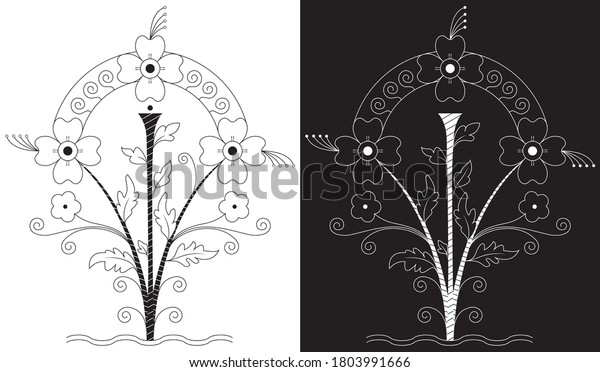 Rangoli Black White Floral Stock Vector (Royalty Free) 1803991666 ...
