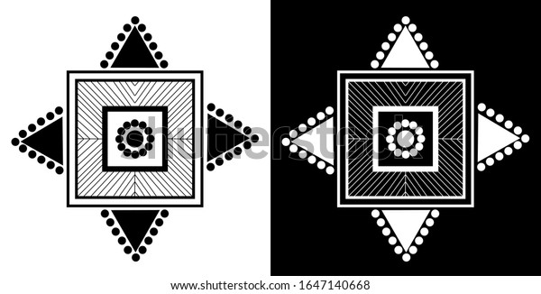Rangoli Design Concept Geometrical Shapes Black Stock Vector (Royalty ...