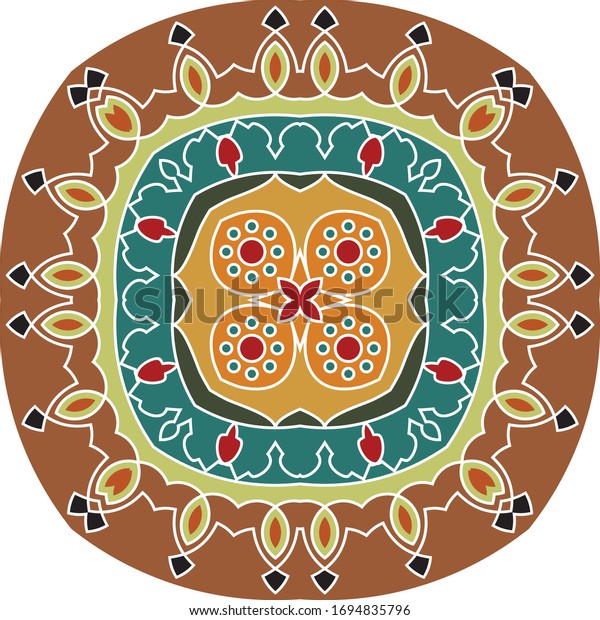 Rangoli Ornamental Design Vector Art Illustration Stock Vector (Royalty ...