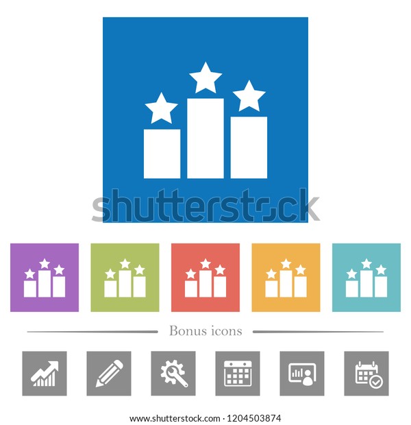 Ranking Flat White Icons Square Backgrounds Stock Vector (Royalty Free ...
