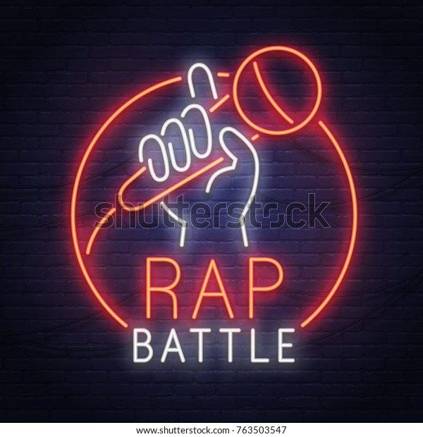 Rap Battle Neon Sign Neon Sign Stock Vector (Royalty Free) 763503547