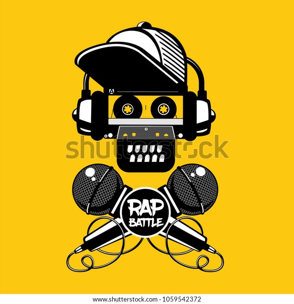 Rap Battle Sign Skull Two Microphones Stock Vector (Royalty Free ...