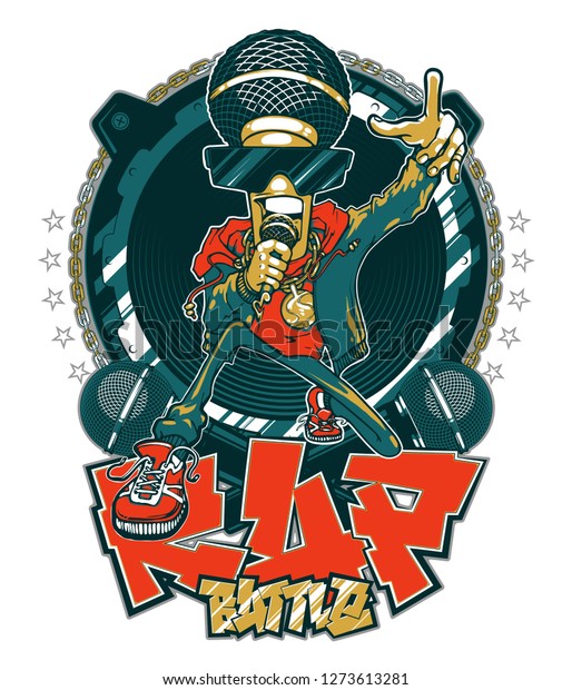 Rap Battle Singing Microphone Rapper Stock Vector (Royalty Free) 1273613281