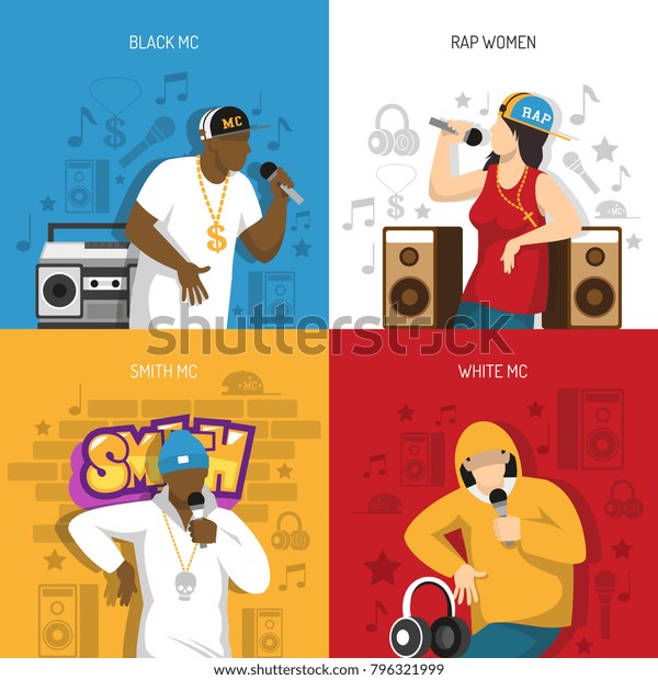 Rap Music Popular Singers Performance 4 Stock Vector (Royalty Free ...