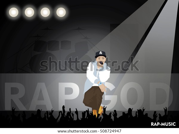 Rap Music Scene Spotlight Guy Rapping Stock Vector (Royalty Free ...
