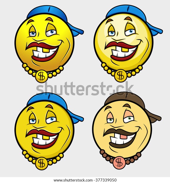 Rap Singer Emoji Smiley Emoticon Set Stock Vector (Royalty Free) 377339050
