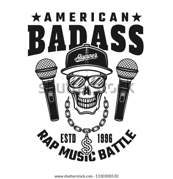 Rapper Skull Text American Badass Vector Stock Vector (Royalty Free ...