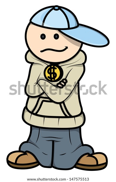 Rapper Teen Boy Vector Cartoon Illustration 스톡 벡터(로열티 프리) 147575513 ...