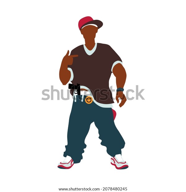 Rapper Young Darkskinned Guy Rapping Loosefitting Stock Vector (Royalty ...