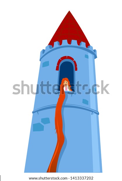 Rapunzel Window Fairy Tale Vectoral Illustration Stock Vector (Royalty ...