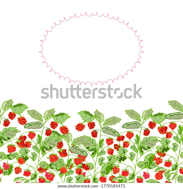 Raspberry Bush Seamless Border Vector Background Stock Vector (Royalty ...