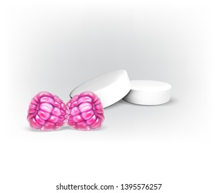 Raspberry Pills Lozenges Lozenges Illustration Vector Stock Vector ...